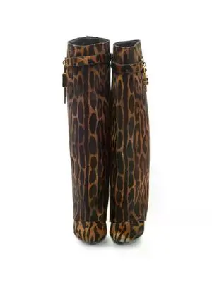 Givenchy Shark Lock Leopard-print Calf Hair Knee-high Boots