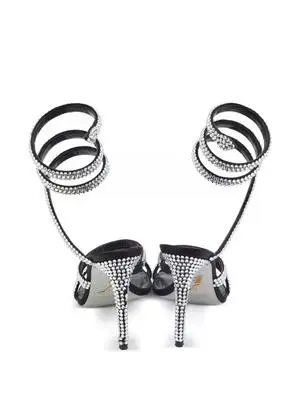 Rene Caovilla Cleo Satin Crystal Embellished Stiletto Sandals