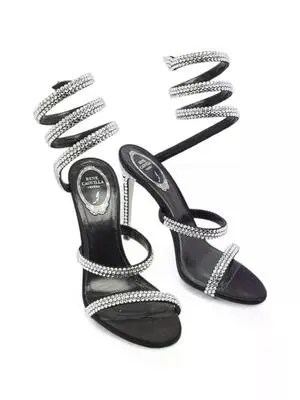 Rene Caovilla Cleo Satin Crystal Embellished Stiletto Sandals