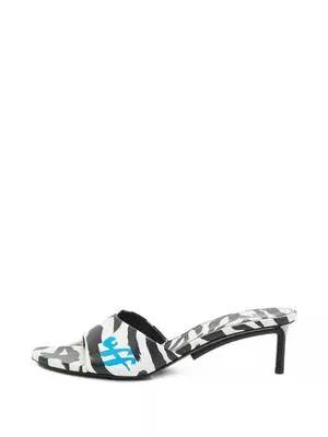 Off-White Zebra-print Leather Sandals - White