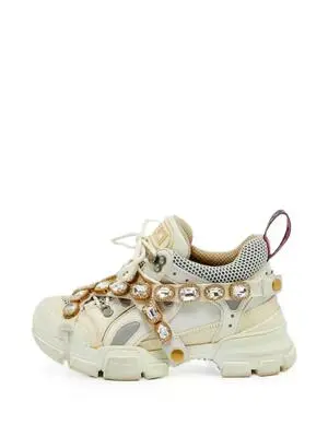 Gucci Flashtrek Crystal-embellished Sneakers - Neutrals