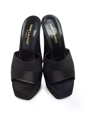 Saint Laurent Satin Platform Block Heel Sandals