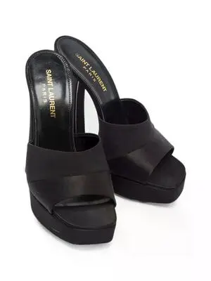 Saint Laurent Satin Platform Block Heel Sandals