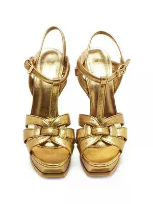 Saint Laurent Tribute Lizard-embossed Leather Sandals