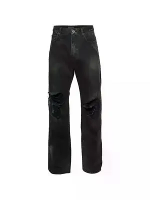 Balenciaga Distressed Straight-leg Jeans - Black