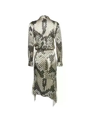 Roberto Cavalli Snakeskin-print Asymmetrical Midi Dress