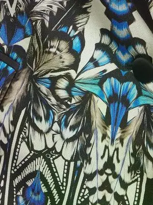 Roberto Cavalli Satin Feather Print Single-breasted Blazer