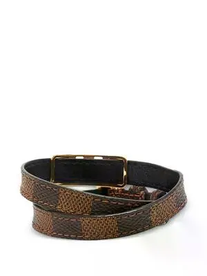 LOUIS VUITTON Damier Ebène Double-wrap Bracelet - Gold