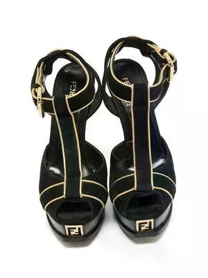Fendi Spuntata Suede Heeled Sandals