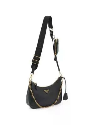 Prada Re-edition 2005 Saffiano Lux Leather Shoulder Bag - Black