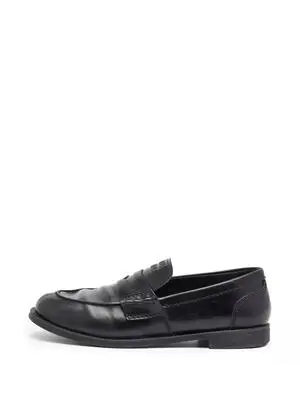 Miu Miu Embossed Logo Leather Loafers - Black