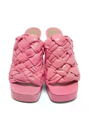 Bottega Veneta Intrecciato Leather Heeled Sandals