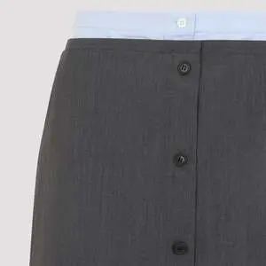 Prada Layered Wool Midi Skirt With Integrated Cotton Underskirt