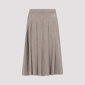 Moncler Pleated Skirt In Stretch Viscose And Wool-blend - Multicolor