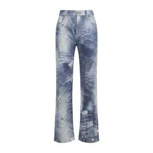 Roberto Cavalli Dark Cotton Jeans With Graphic Print - Blue