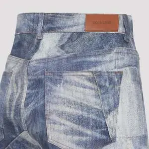 Roberto Cavalli Dark Cotton Jeans With Graphic Print