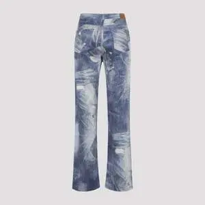 Roberto Cavalli Dark Cotton Jeans With Graphic Print - Blue