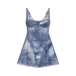 Roberto Cavalli Cotton Mini Dress - Blue