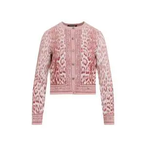 Roberto Cavalli Jaguar Print Fine Knit Cardigan
