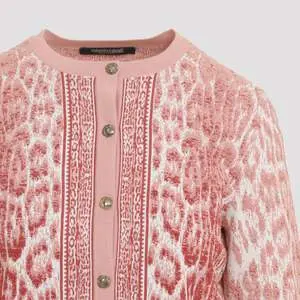 Roberto Cavalli Jaguar Print Fine Knit Cardigan