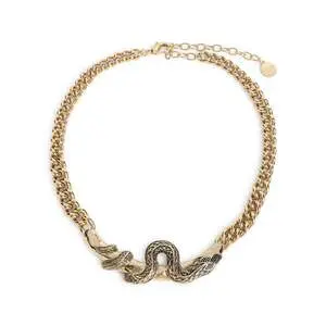 Roberto Cavalli Old Gold Brass Serpentine Necklace - Silver