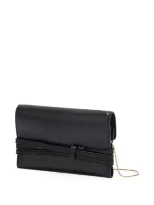 Moschino Black Leather Wallet With Chain Strap