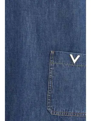 Valentino Garavani Short-sleeve Denim Shirt With Embroidered Trims