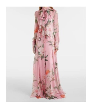 LEO Lilith Bow Detail Floral Chiffon Maxi Dress