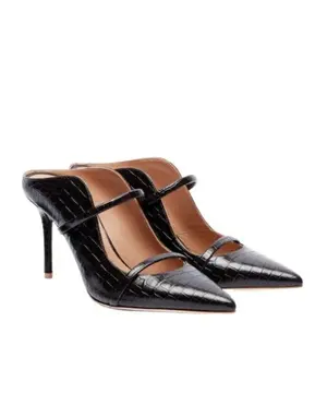 MALONE SOULIERS Maureen 85 Croc-effect Leather Pumps - Black