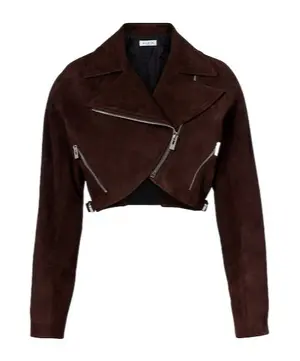 Alaïa Cropped Suede Biker Jacket - Black