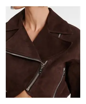 Alaïa Cropped Suede Biker Jacket