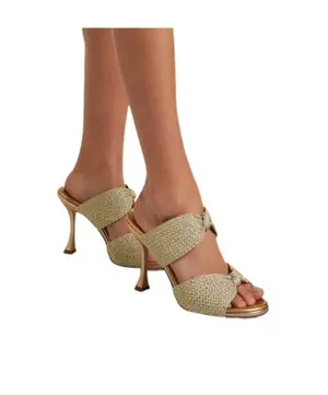 AQUAZZURA Raffia-effect Mules