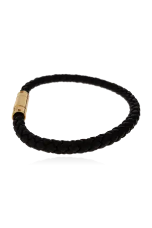 TOM FORD Braided Leather Bracelet With Gold-tone Clasp