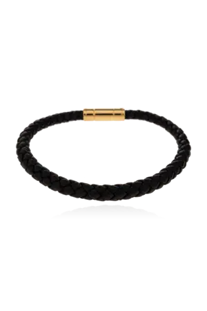 TOM FORD Braided Leather Bracelet With Gold-tone Clasp