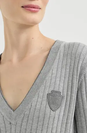Brunello Cucinelli Cotton Ribbed V-neck Sweater