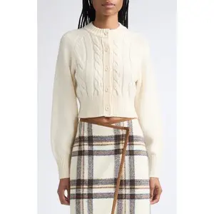 TOCCIN Rita Cable Knit Cardigan - Ivory