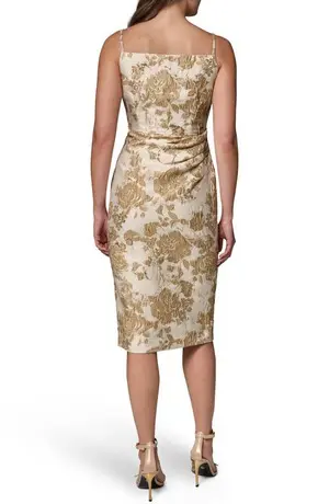 Donna Karan New York Floral Metallic Jacquard Sheath Dress