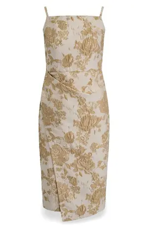 Donna Karan New York Floral Metallic Jacquard Sheath Dress