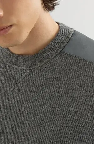Brunello Cucinelli Cashmere Ribbed Sweater With Cotton Inserts