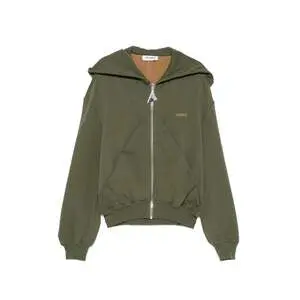 Attico Olive Cotton Hoodie - Green