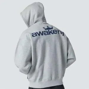 AWAKE NY Logo Print Zip-up Hoodie