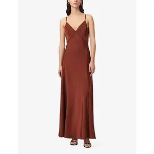 ALLSAINTS Irina V-neck Woven Maxi Dress - Rust Brown