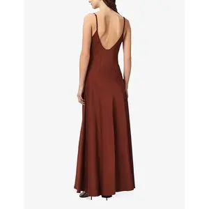 ALLSAINTS Irina V-neck Woven Maxi Dress - Rust Brown
