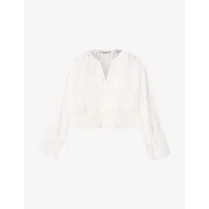 ALLSAINTS Colette Lace Hem Long Sleeve Top