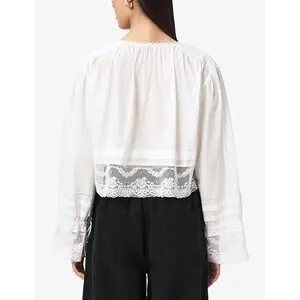 ALLSAINTS Colette Lace Hem Long Sleeve Top