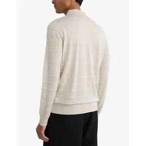 REISS Pallas Textured Long-sleeve Knitted Polo