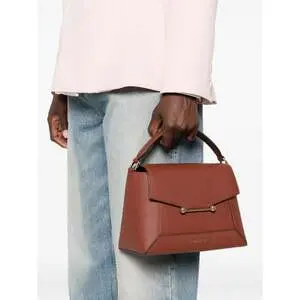 Strathberry Leather Top Handle Bag With Signature Bar Hardware - Brown