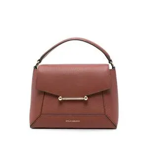 Strathberry Leather Top Handle Bag With Signature Bar Hardware - Brown