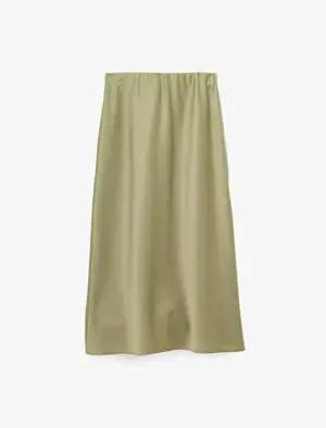 Koton Elastic Waist Satin Midi Skirt