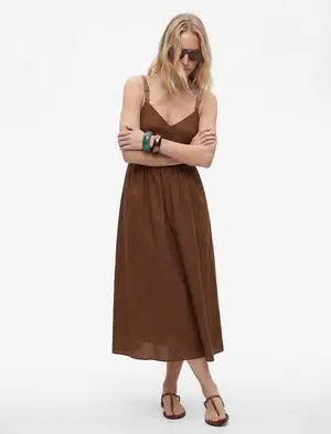KOTON V-neck Sleeveless Maxi Dress With Adjustable Straps